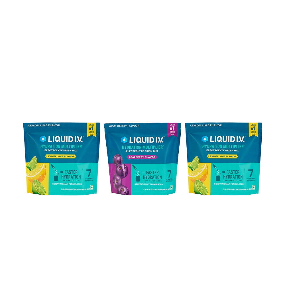Liquid IV 3 Flavour Bundle (Lemon Lime, Acai Berry and Lemon Lime)