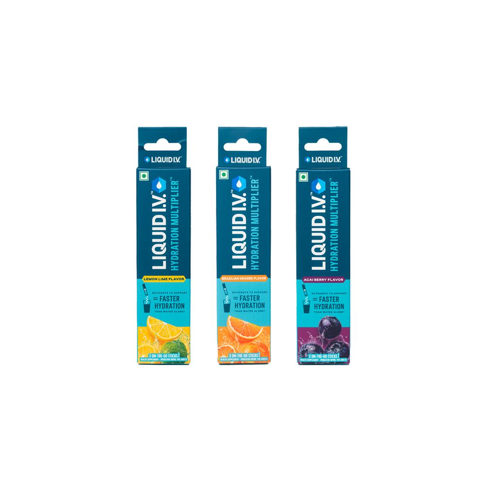 Liquid IV (Pack of 3) 3 Flavour Bundle (Lemon Lime, Brazilian Orange a